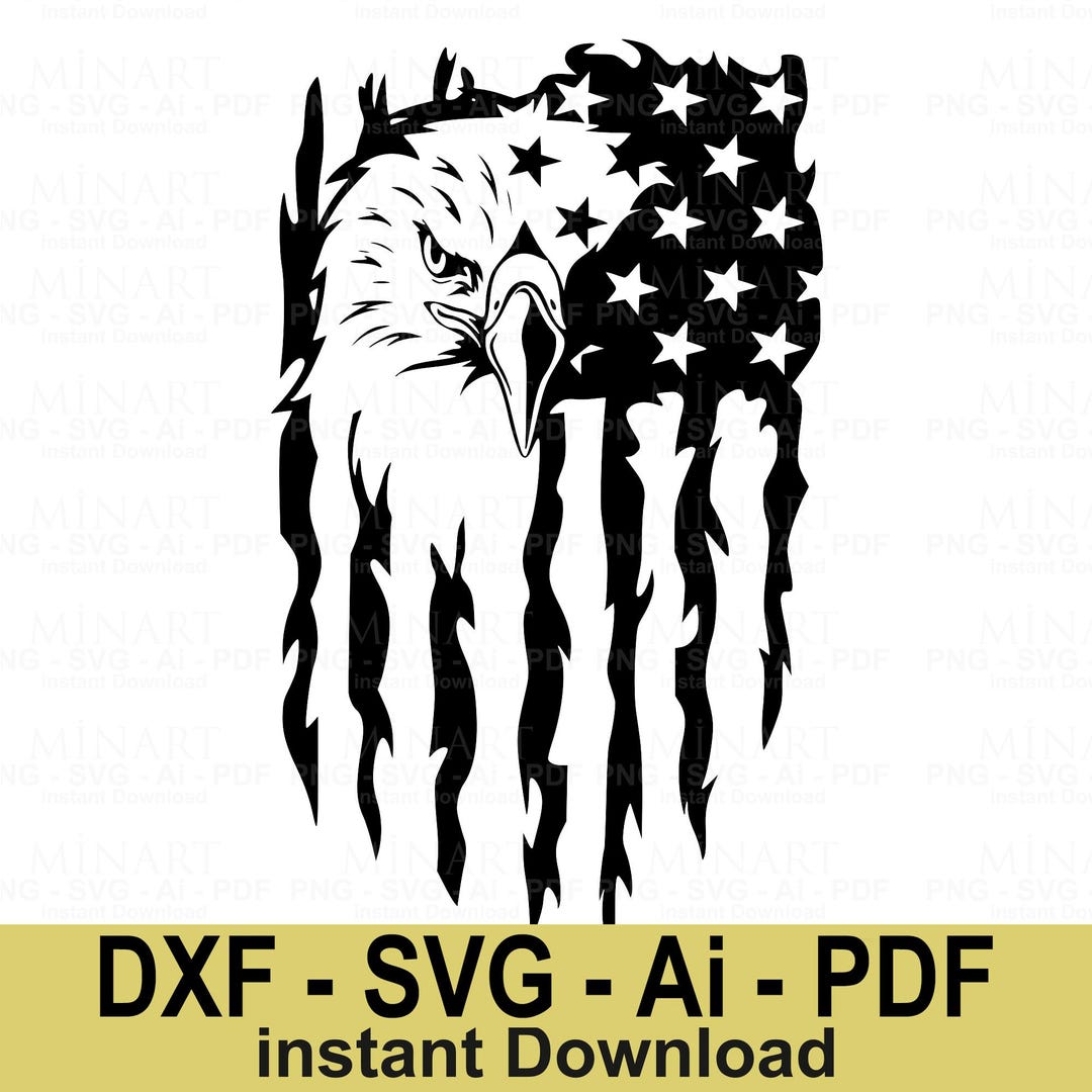 American Eagle Flag Svg Dxf Png Pdf, Patriotic Bald Eagle Distressed ...