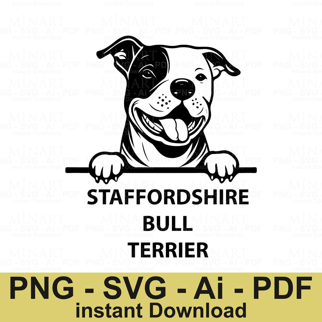 Staffordshire Bull Terrier Svg Digital File, Dog Lover Clipart, Pet ...