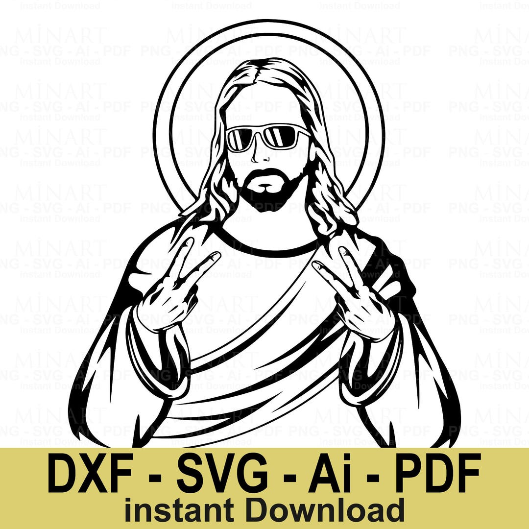 Cool Jesus Peace Sign SVG, Trendy Christian Clipart (digital Download ...