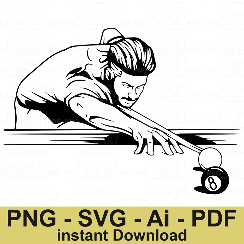 Pool Player Vector Graphic, 8 Ball Game Design (digital File) - Etsy