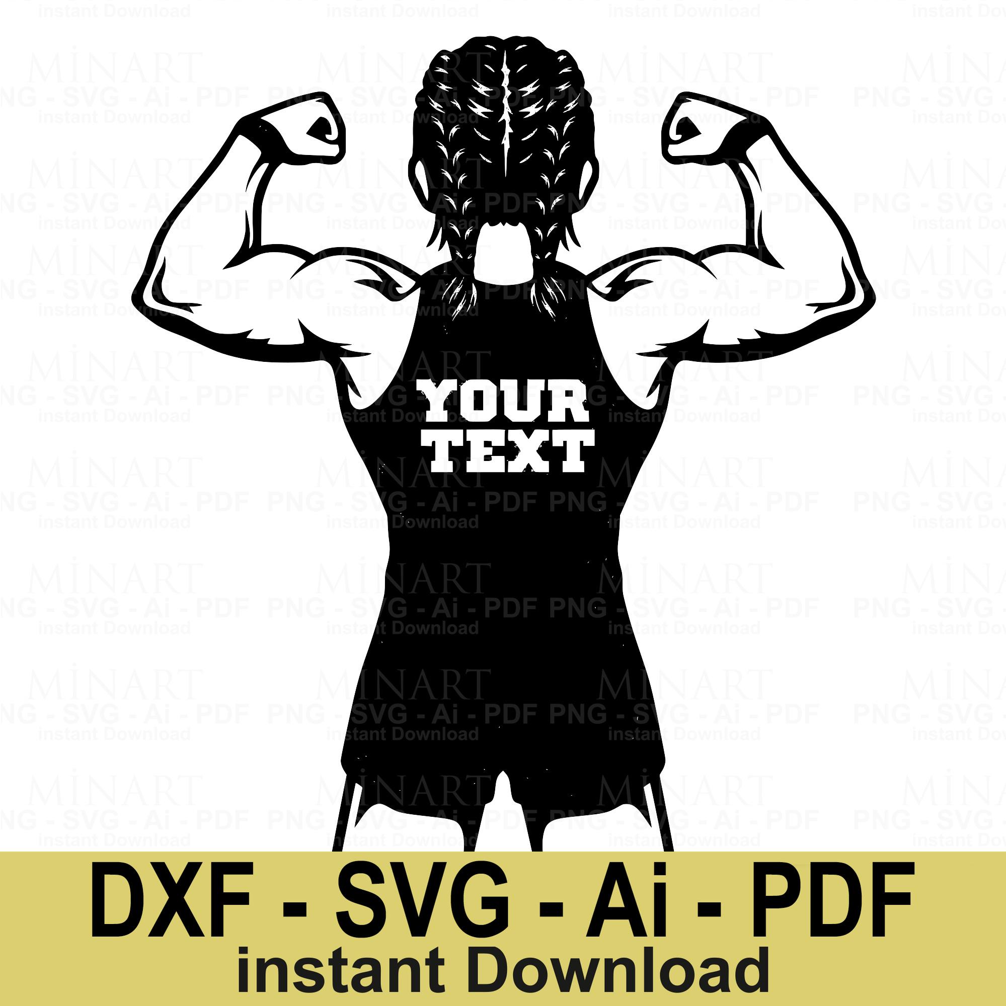 Strong Woman Flexing Muscles SVG, Fitness Girl Silhouette (digital ...