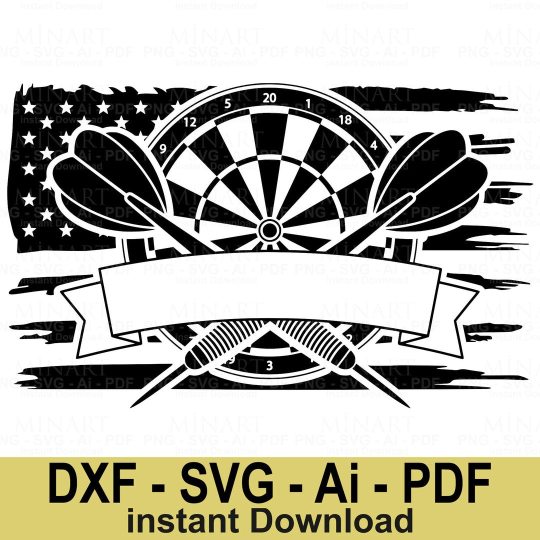 Dartboard American Flag Svg Dxf Png Pdf, Darts Game USA Patriotic ...