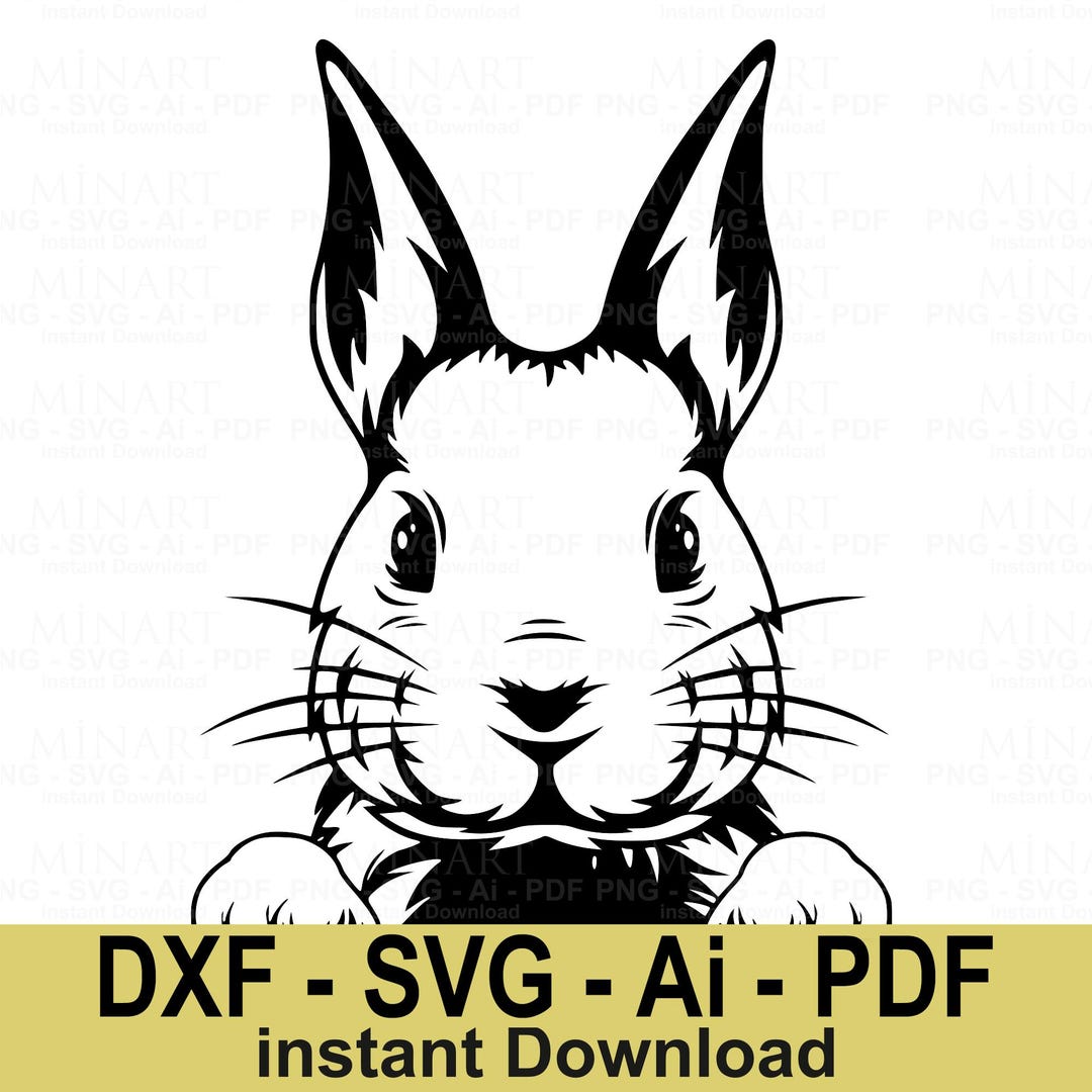 Bunny Face Svg Dxf Png Pdf Digital Download Easter Rabbit Cut File for ...
