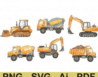 Construction Vehicles Png , Watercolor Clipart , Bulldozer , Cement ...