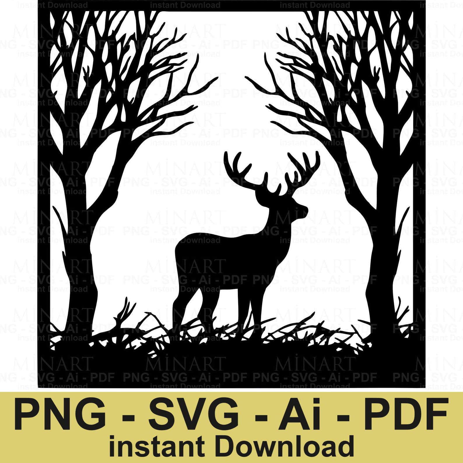 Deer Forest Scene SVG, Laser Cut Design (digital Download) - Etsy