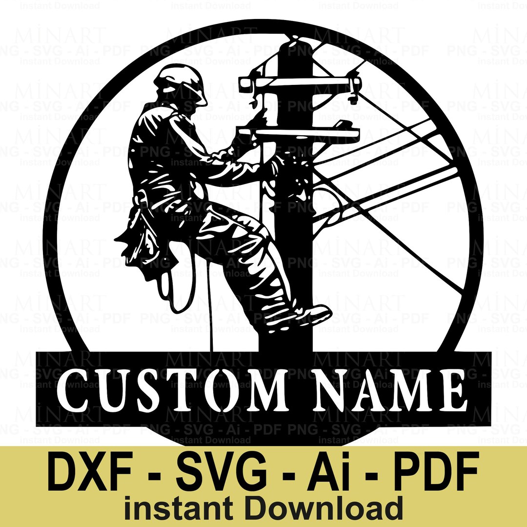 Lineman Custom Name Wall Decor, Laser Cut File (digital Download) - Etsy