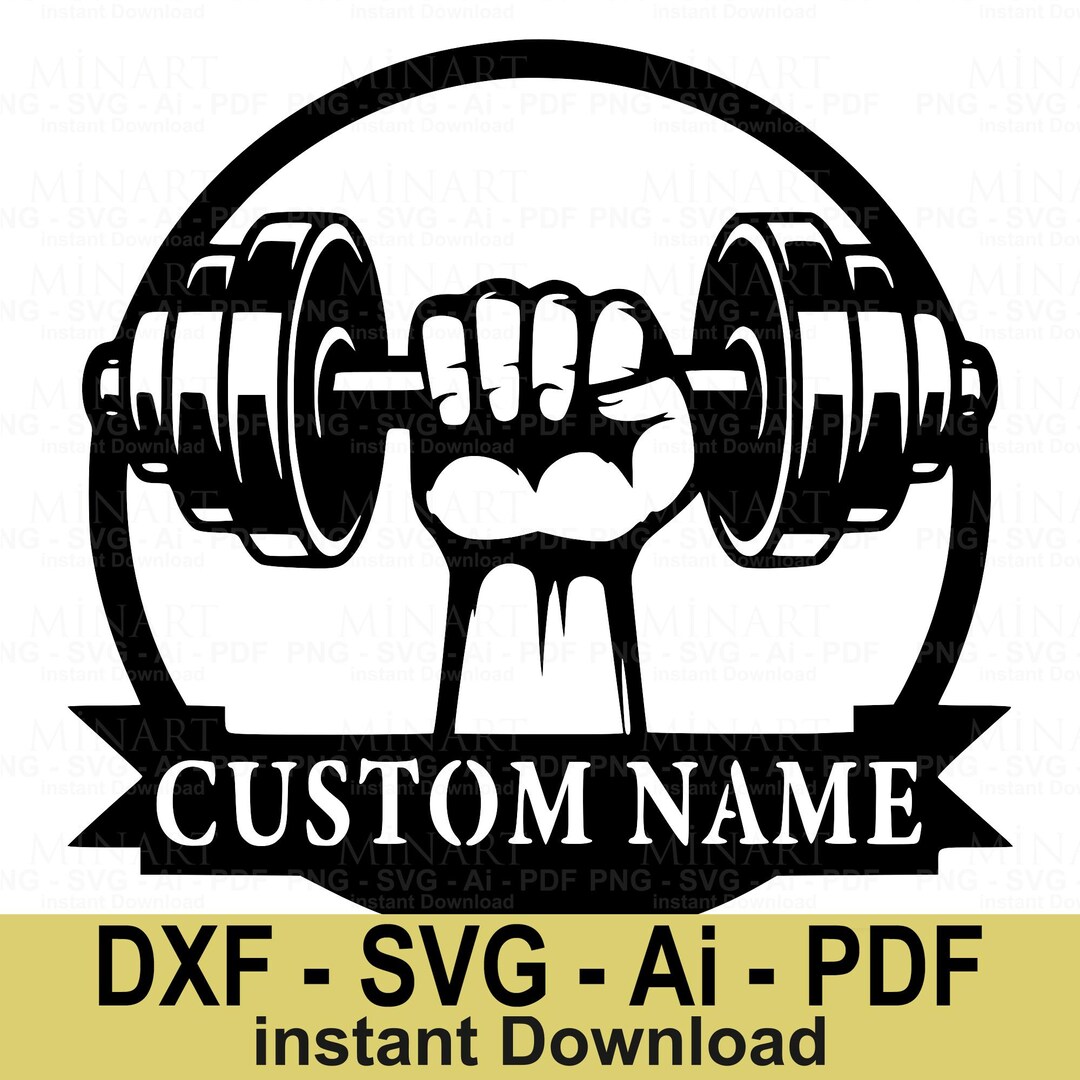 Custom Name Gym Dumbbell Wall Art, Laser Cut File (digital Download) - Etsy