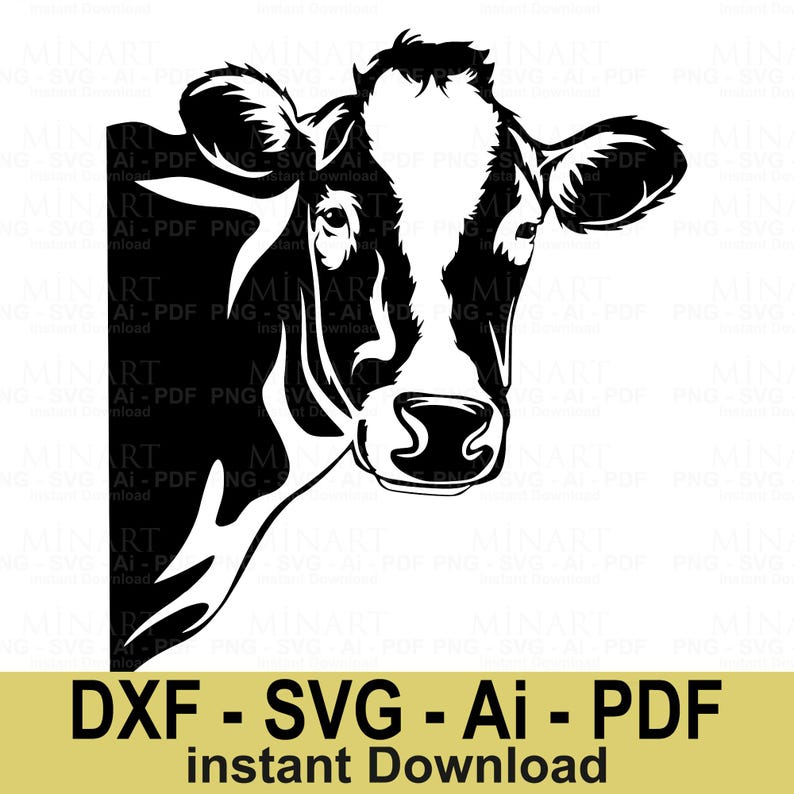 Cow Head SVG Digital File, Farm Animal Vector Graphic, Cow Face Clipart ...
