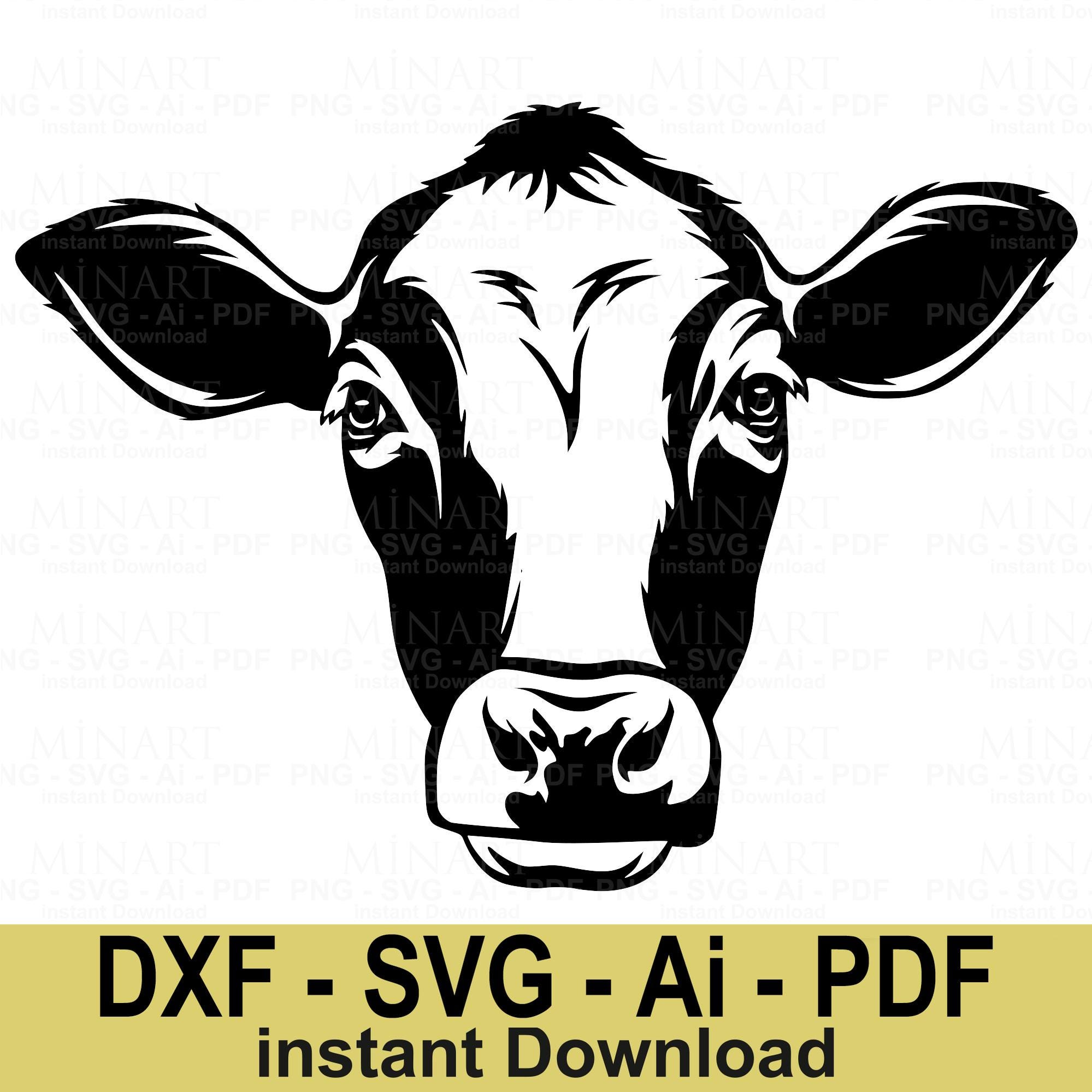 Cow Head Svg Dxf Png Pdf Digital Download Farm Animal Cow Face Clipart ...