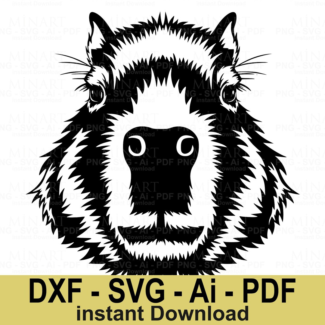 Capybara Face Svg Dxf Png Pdf Digital Download Wildlife Animal Clipart ...