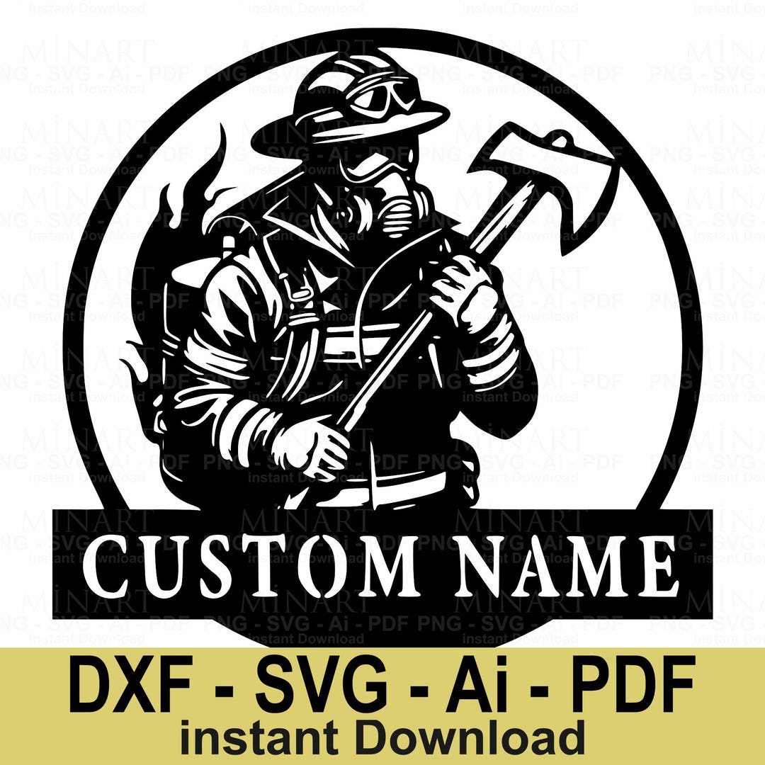 Firefighter Custom Name Laser Cut File, Hero Decor (digital Download ...