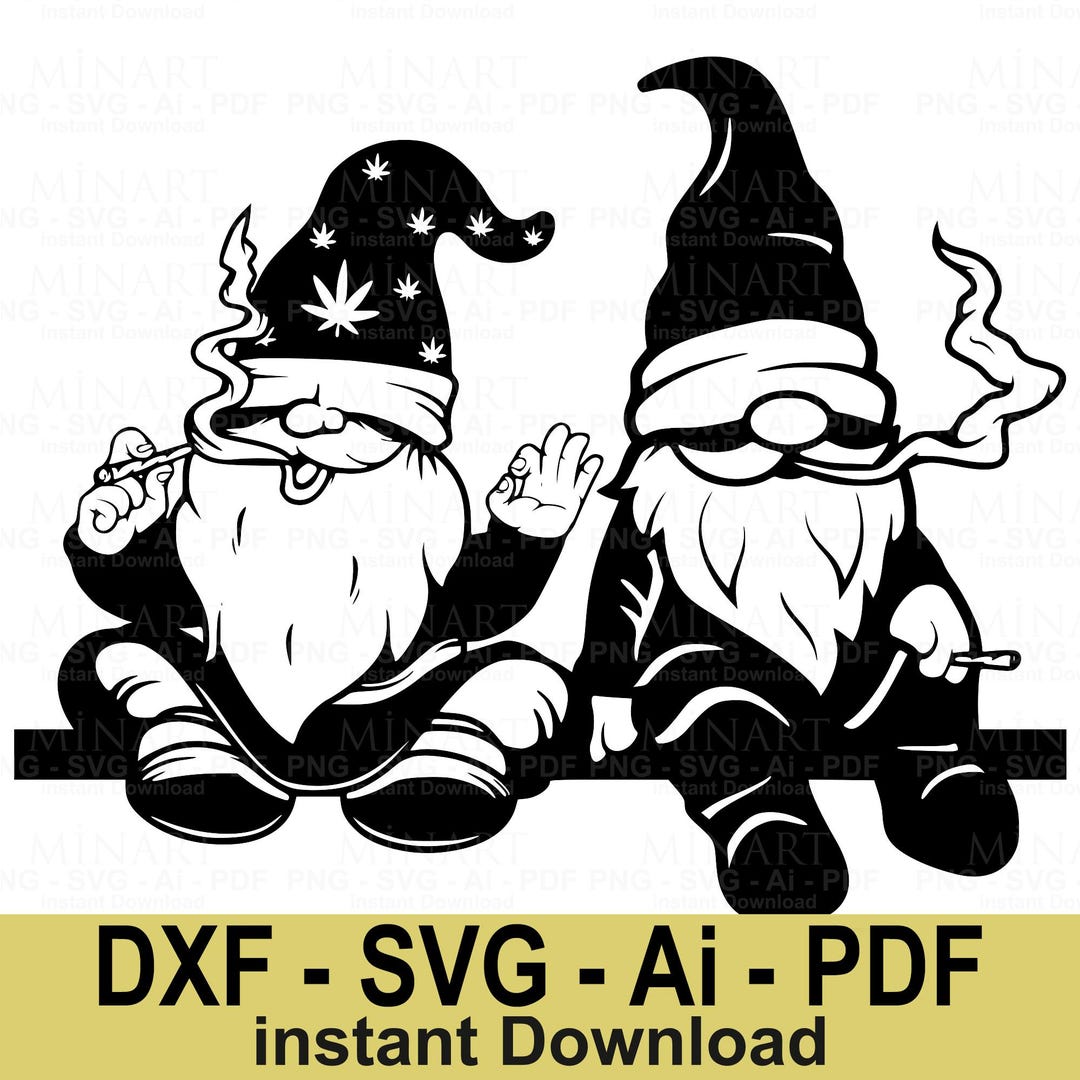 Smoking Gnomes Svg Digital Download, Funny Weed Gnome Cut File ...
