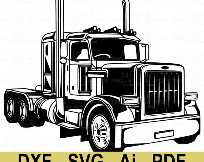 Semi Truck Svg & PNG File Graphic, Flaming Semi Rig Logo Truck Vector ...