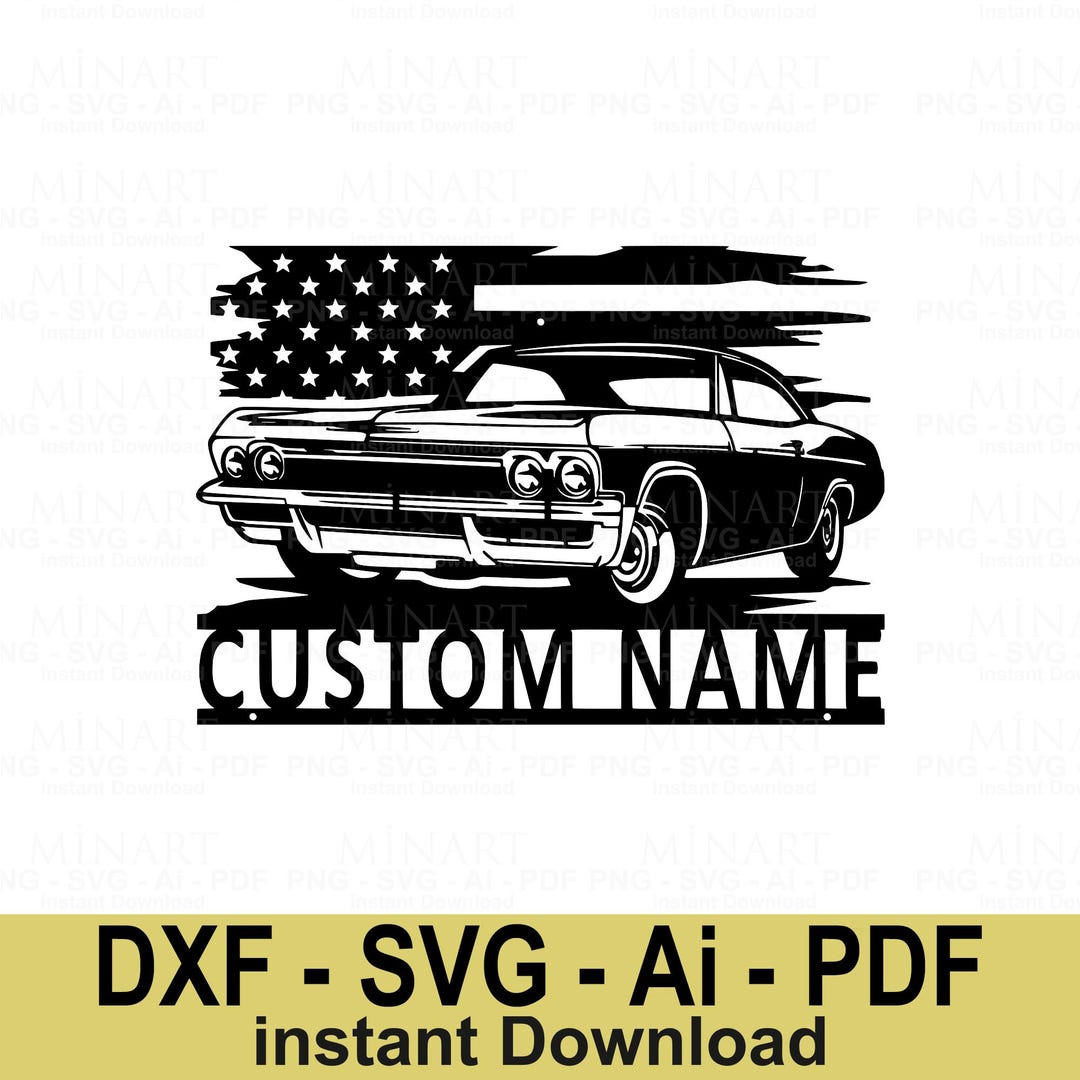 Vintage Car Laser Cut Wall Decor DXF File Digital Download, Custom Name ...