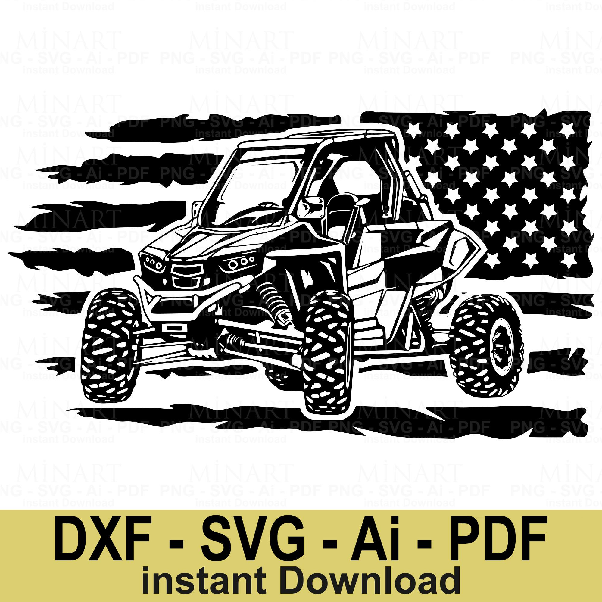 UTV Side by Side American Flag Svg Dxf Png Pdf, ATV off Road Vehicle ...