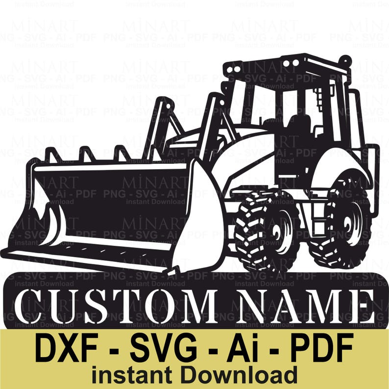 Backhoe Truck Svg Dxf Laser Cut File, Construction Vehicle Cut Template ...
