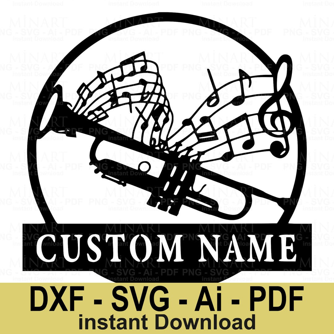 Custom Name Trumpet Music Laser Cut File, Music Room Decor (digital ...
