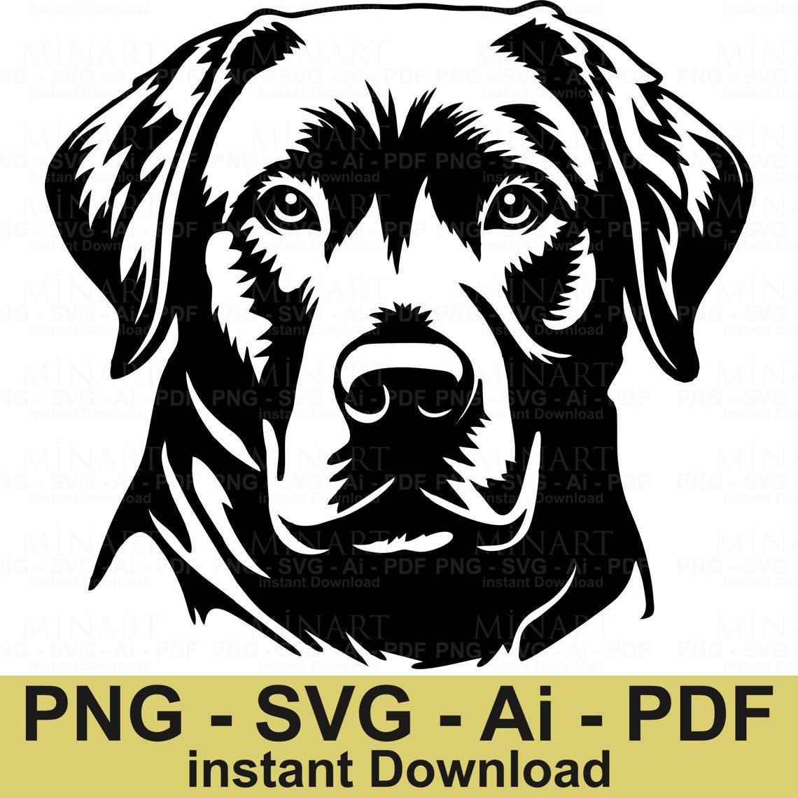 Labrador Retriever SVG, Dog Head Silhouette, Line Art (instant Download ...