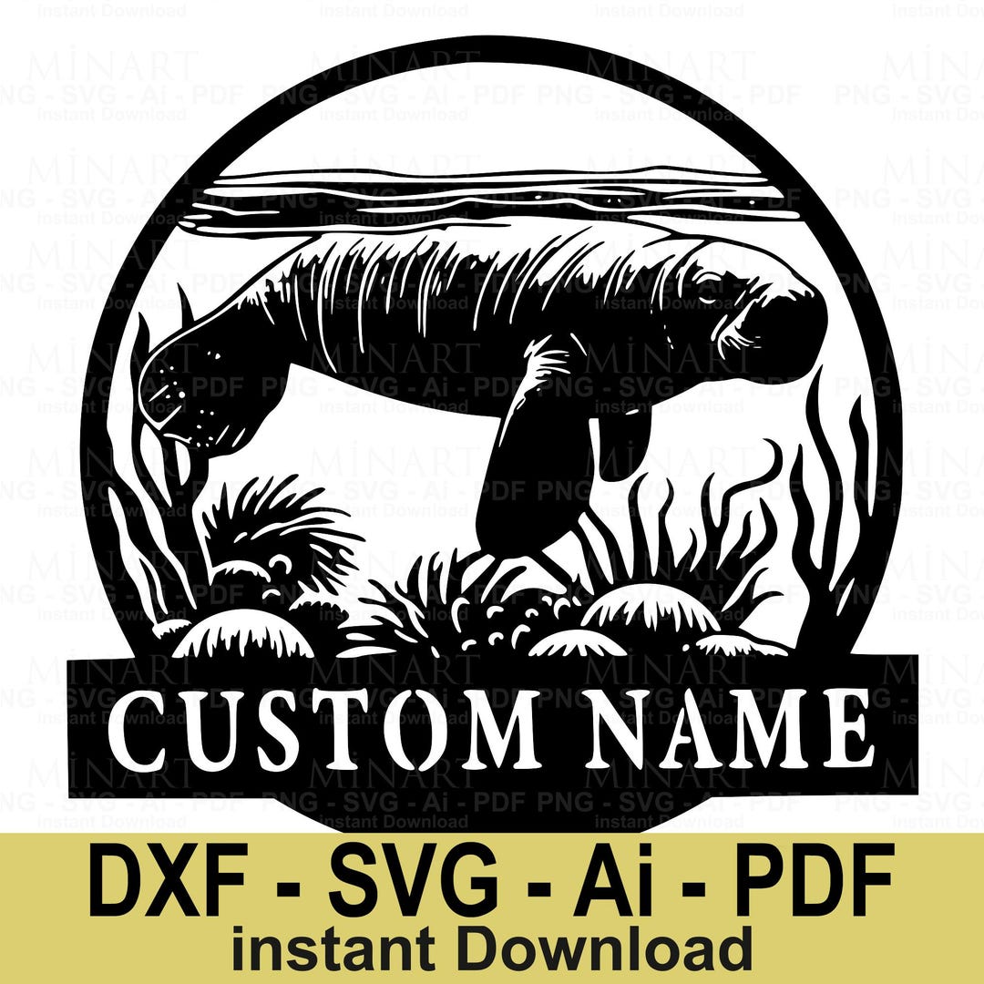 Custom Name Manatee Laser Cut File, Coastal Decor (digital Download) - Etsy