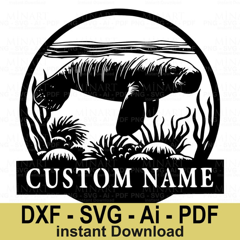 Custom Name Manatee Laser Cut File, Coastal Decor (digital Download) - Etsy
