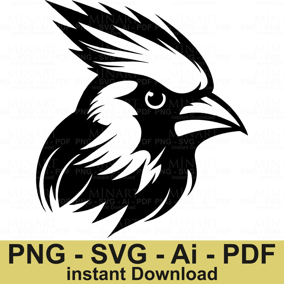 Cardinal Bird Head SVG, Black Silhouette Line Art (instant Download) - Etsy