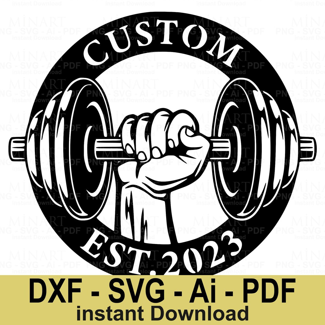 Custom Barbell SVG, DXF | Gym Wall Art, CNC File (digital Download ...