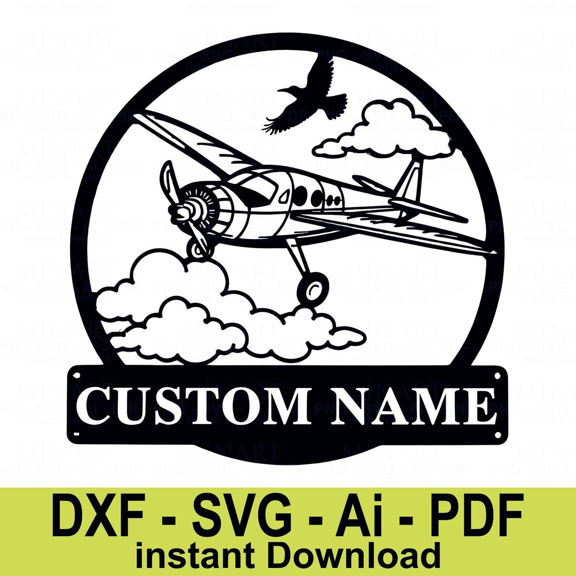 Custom Airplane Wall Art Dxf Svg , Ready for Laser Cut Template ...