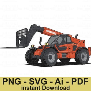 Telehandler Clipart, Heavy Equipment SVG, PNG, JPG (digital Download ...