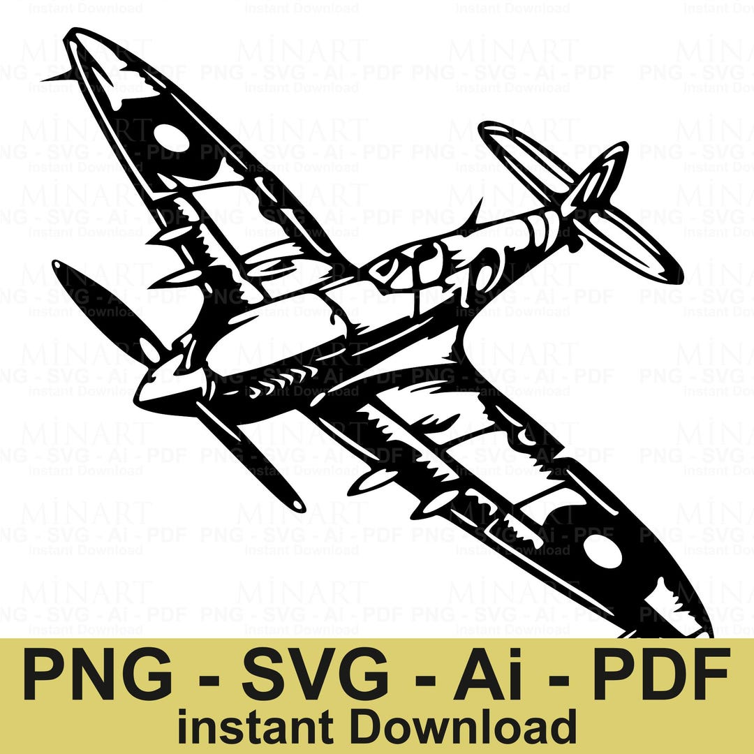 Vintage Airplane Svg File WWII Fighter Plane Digital Download for ...