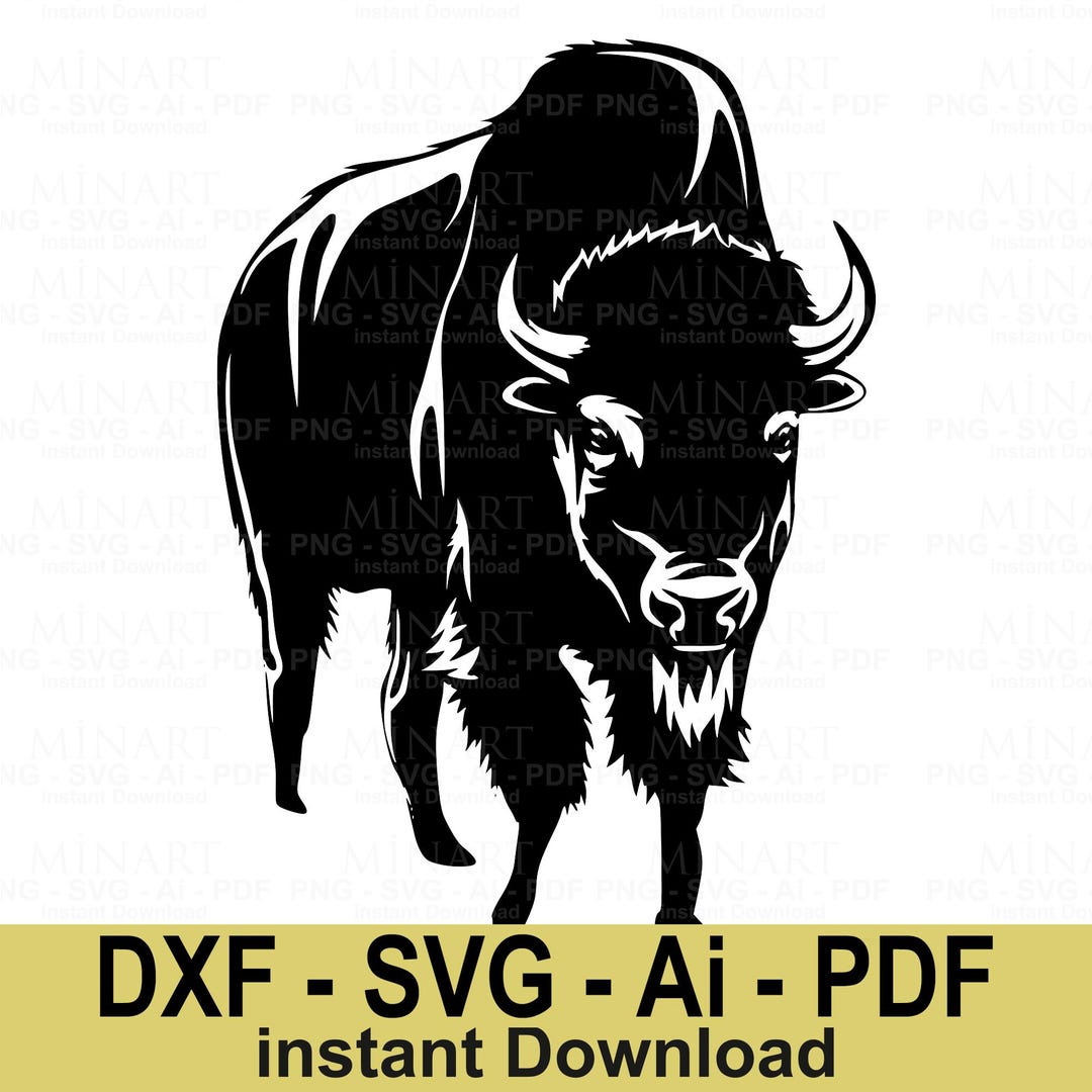 Buffalo SVG File, Wild Bison Clipart, Animal Silhouette Digital ...