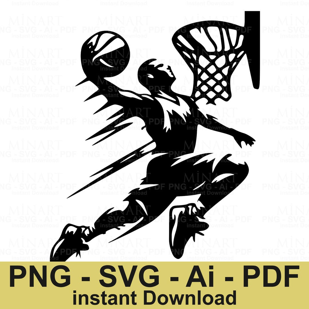 Basketball Player Dunking SVG, Dxf Png Pdf Digital Download, Sport ...