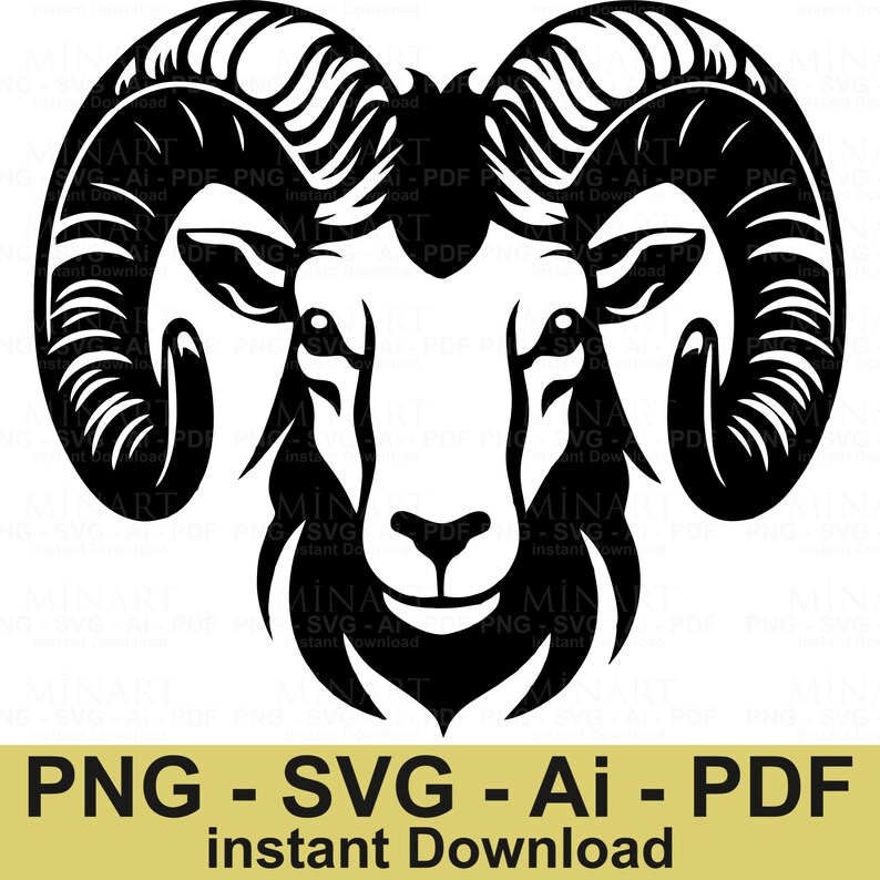 Ram Head SVG, Aries Zodiac Silhouette (instant Download) - Etsy