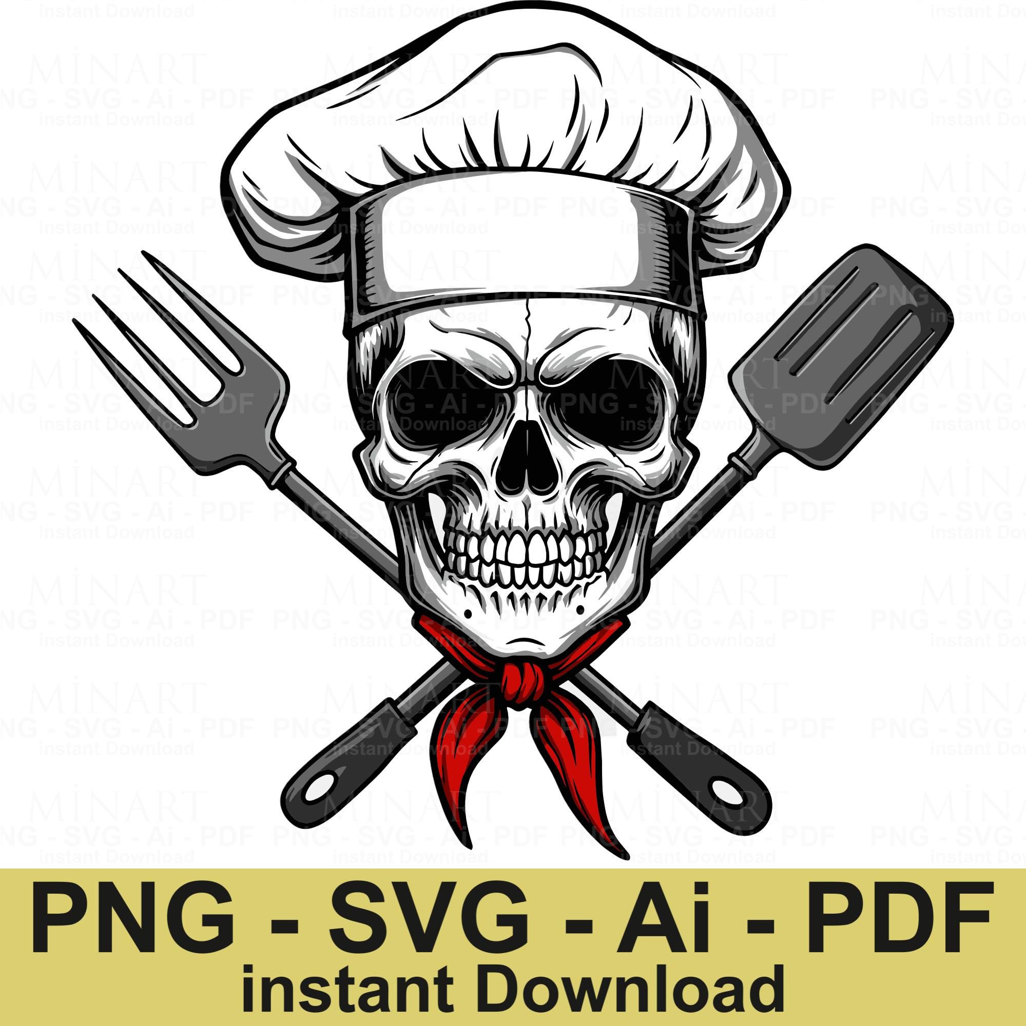 Skull Chef SVG PNG, Kitchen Decor Clipart (digital Download) - Etsy