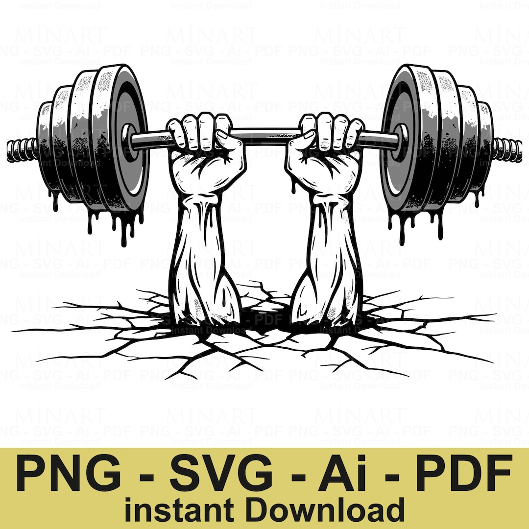 Weightlifting SVG PNG PDF Ai Clipart | Zombie Hands Holding Barbell ...