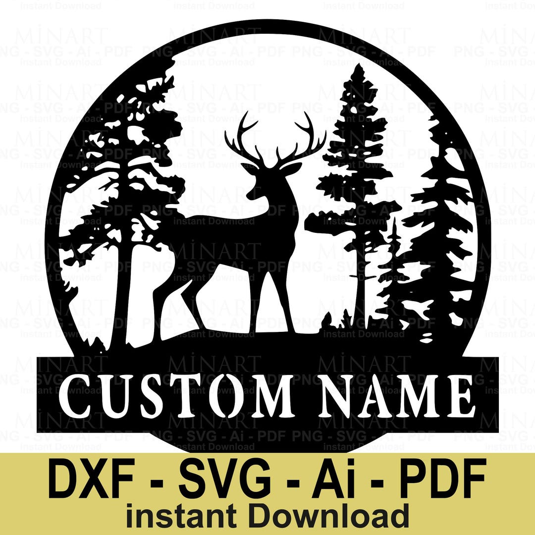 Custom Deer Scene Laser Cut Wall Decor DXF File Digital Download ...