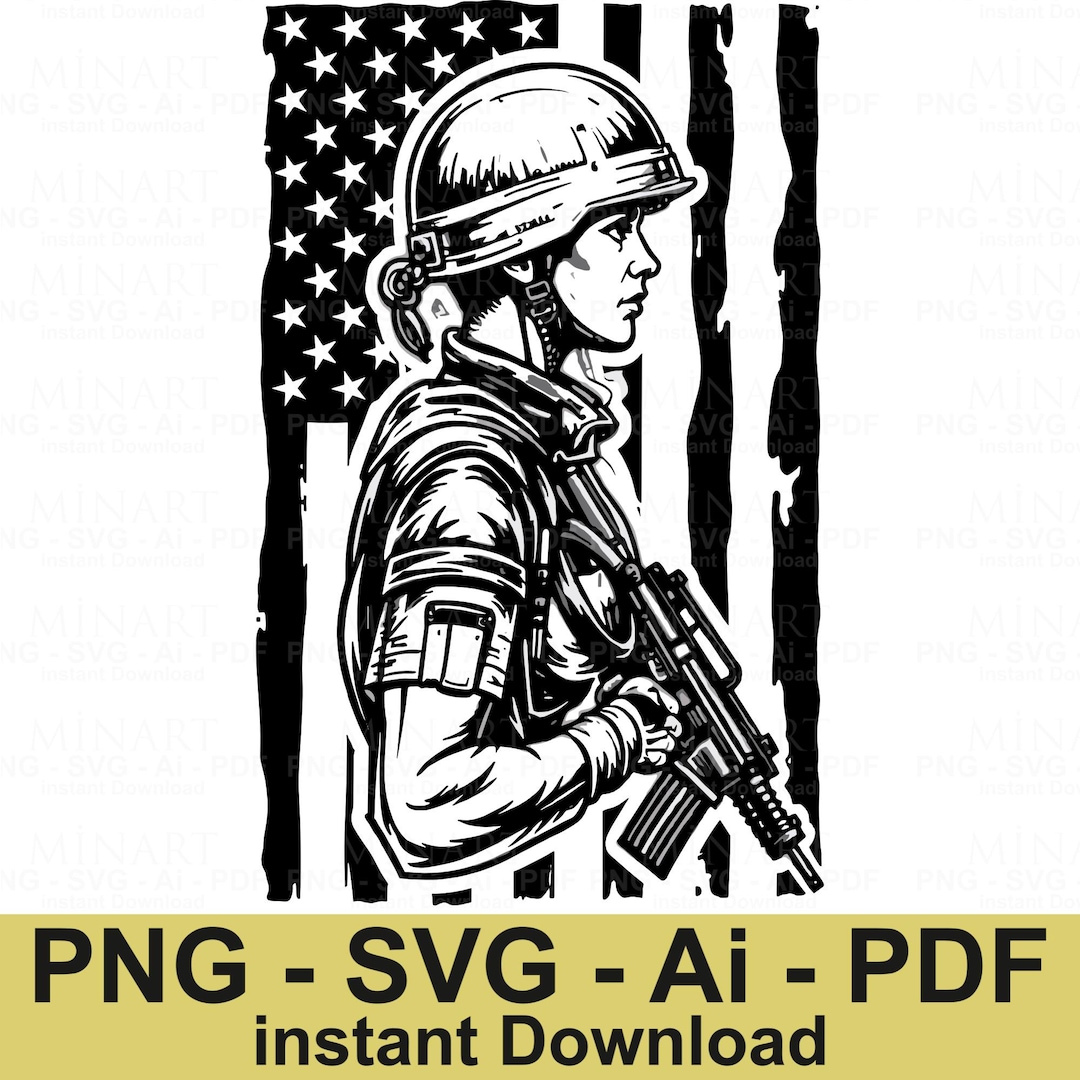 US Woman Soldier SVG, Patriotic Military Clipart (digital Download) - Etsy