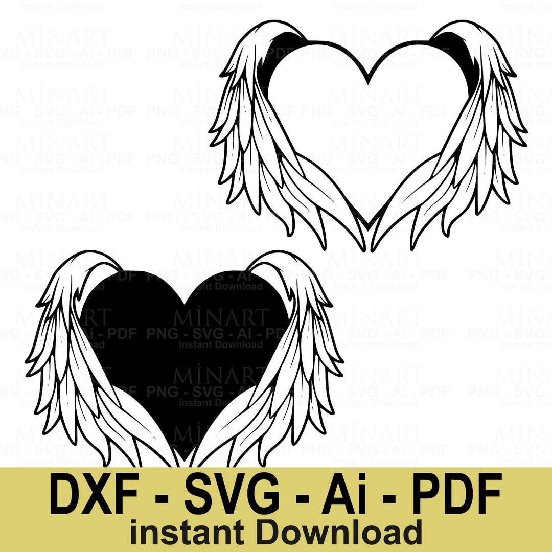 Winged Heart SVG, Angel Wings Cut File (digital Download) - Etsy