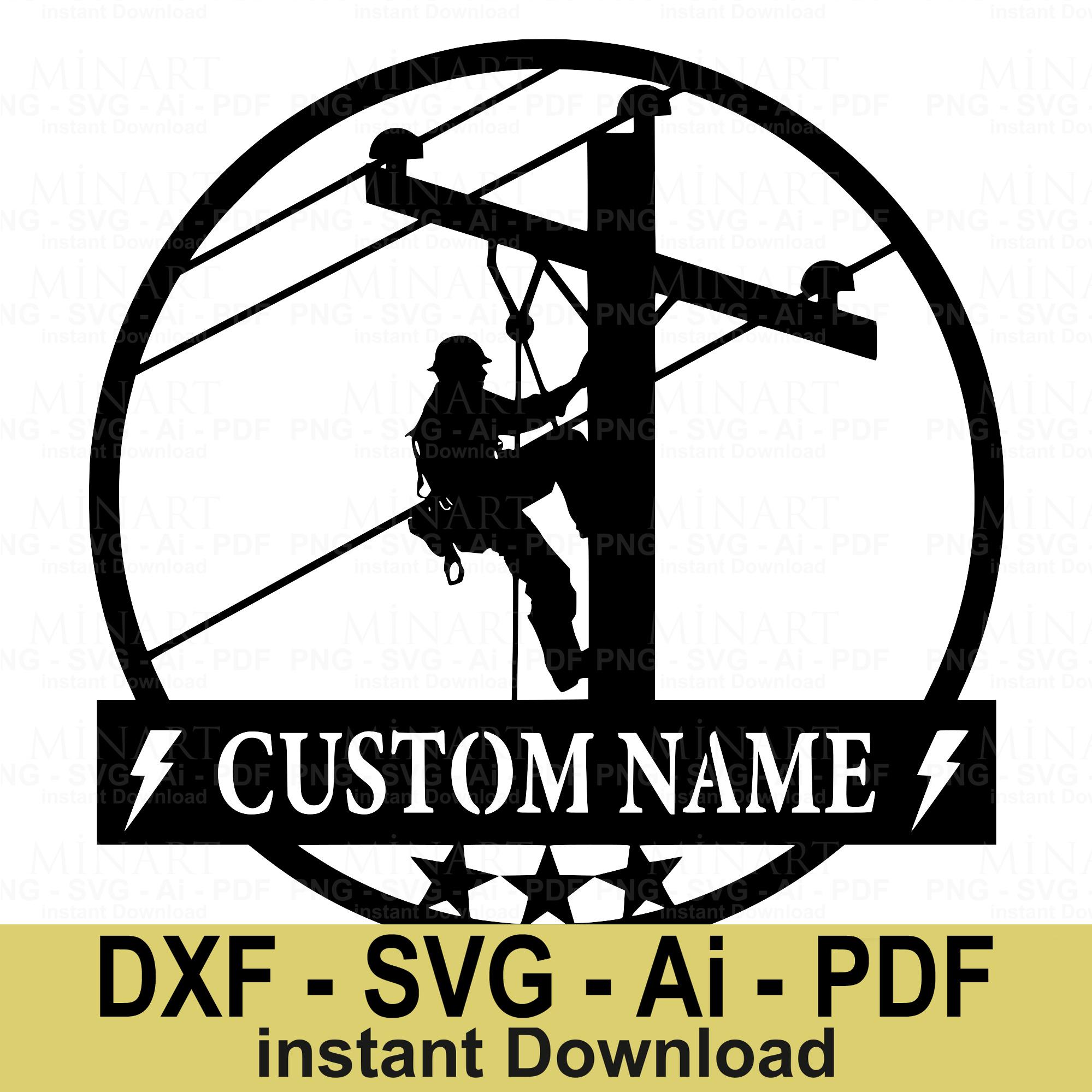 Custom Lineman Wall Art, Laser Cut Files, Industrial Decor (digital ...