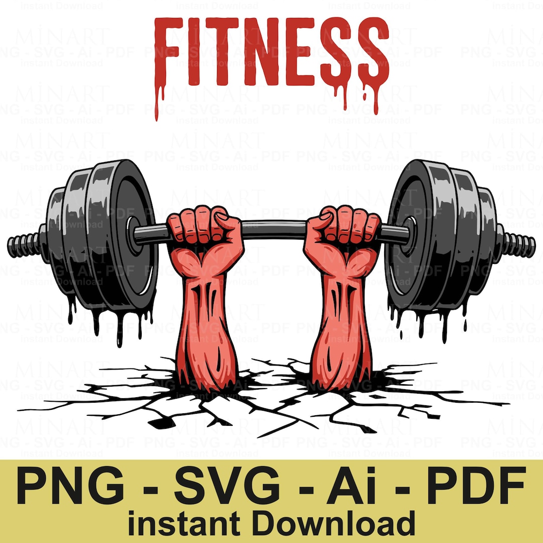 Weightlifting SVG PNG PDF Ai Clipart | Zombie Hands Holding Barbell ...