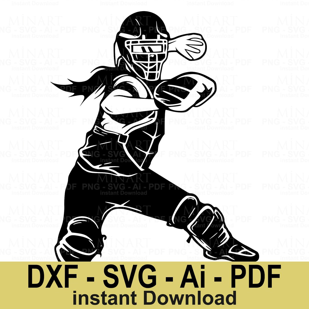 Softball Catcher Svg Dxf Png Pdf Digital Download, Female Athlete ...