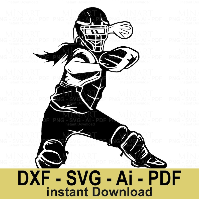 Softball Catcher SVG, Female Athlete Vector Clipart (digital Download ...