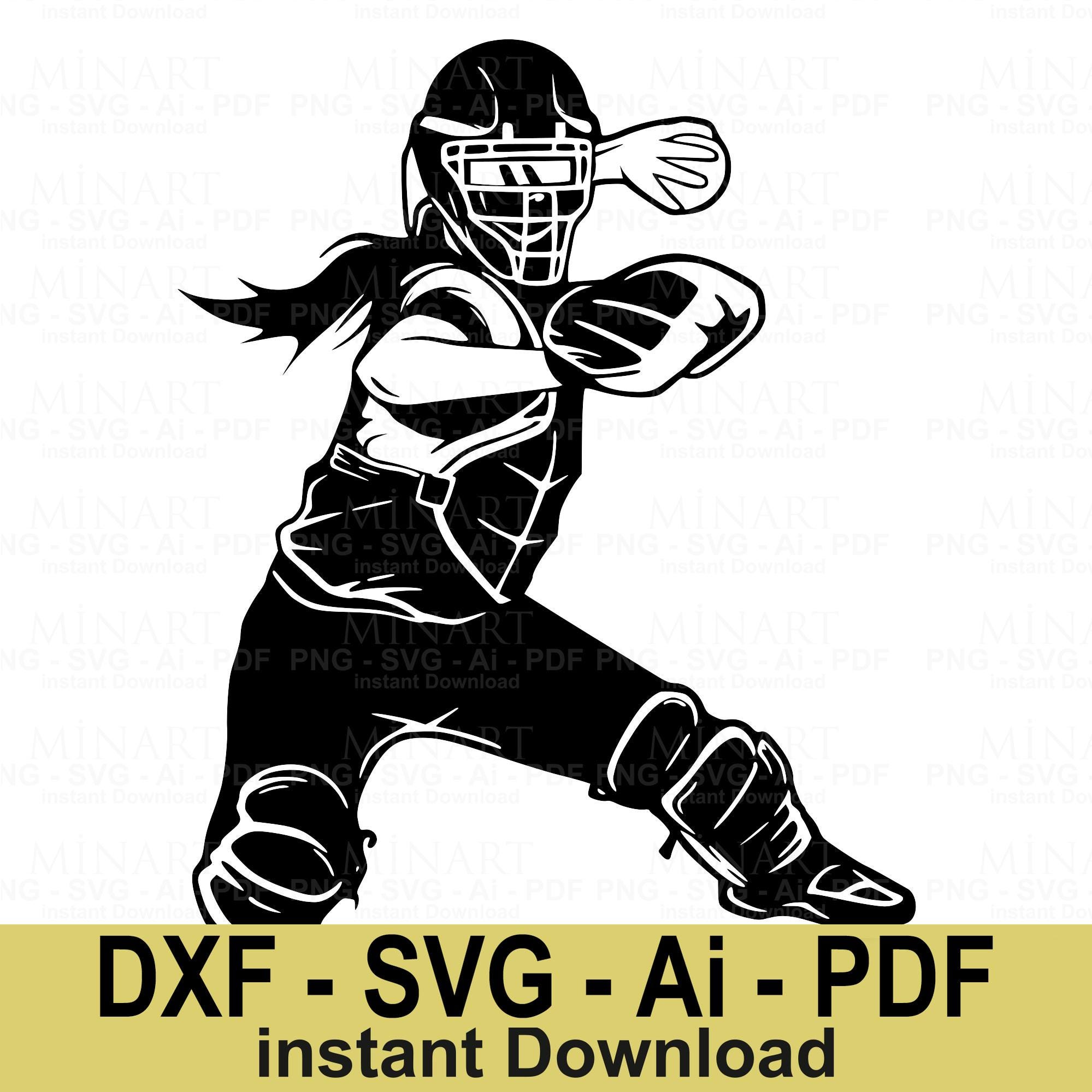 Softball Catcher Svg Dxf Png Pdf Digital Download, Female Athlete ...