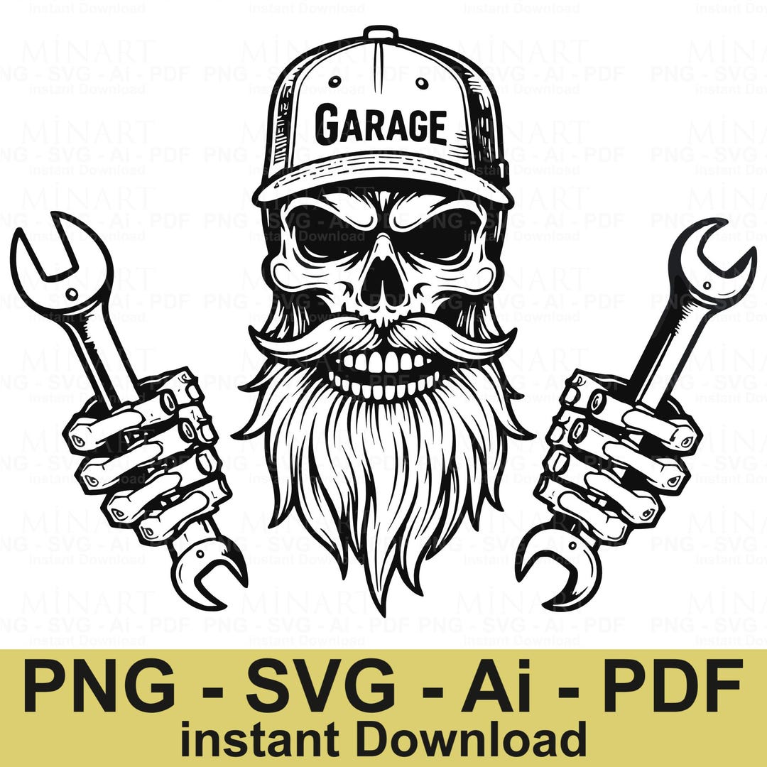 Skull Mechanic With Wrench SVG PNG, Garage Art (digital Download) - Etsy