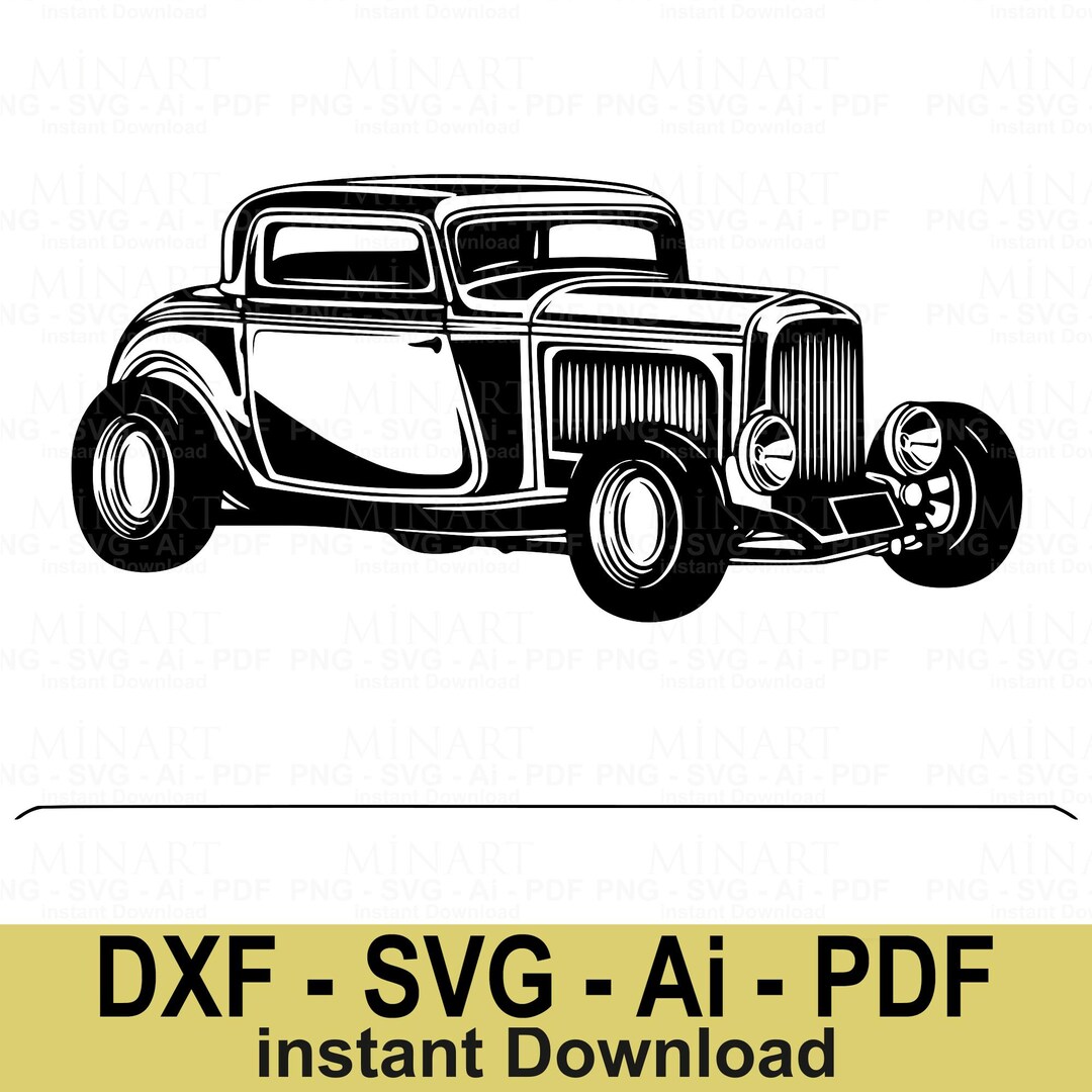Vintage Hot Rod Car Svg Dxf Png Pdf Digital Download, Classic Retro ...