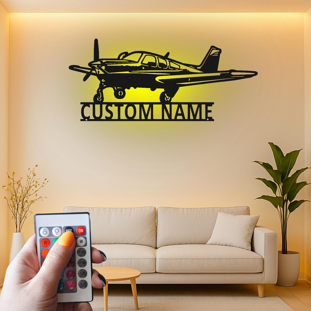 Custom Airplane Led Light Metal Wall Art, Personalized Pilot Gift ...
