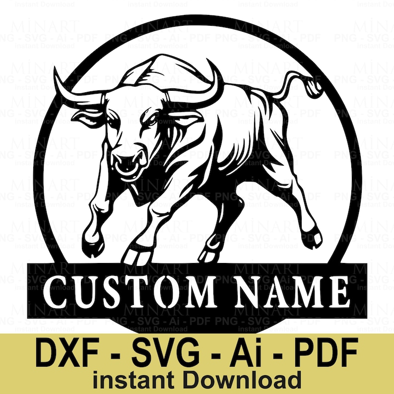 Bull Head Custom Name SVG – Laser Cut File (digital Download) - Etsy