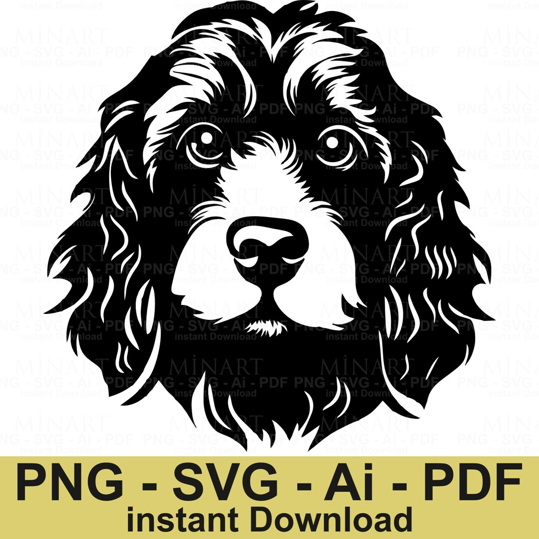 American Cocker Spaniel Dog Head SVG PNG PDF Vector File, Spaniel ...