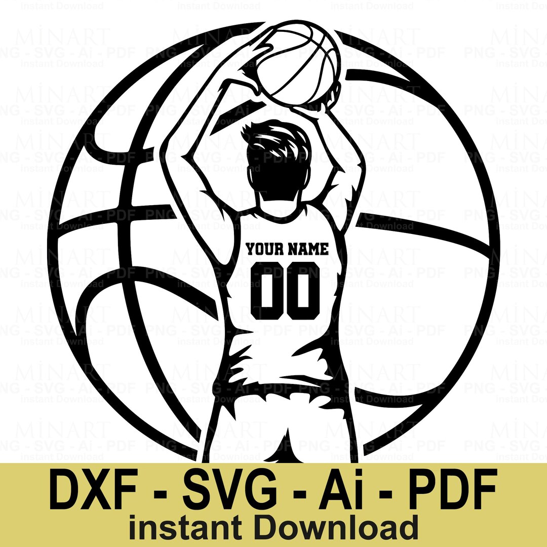Basketball Player Svg, Jersey Number and Name, Basketball Team Digital ...