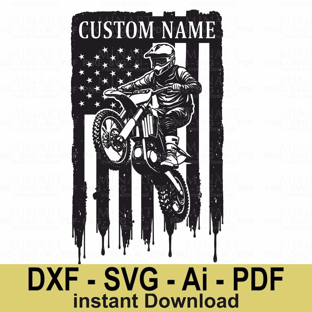 Us Flag Motocross Dxf, Ready for Laser Cut Template, Glowforce or ...