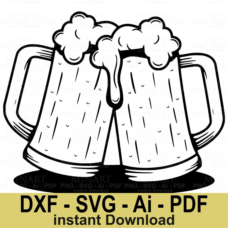 Beer Mugs Cheers Svg Dxf Png Pdf Digital Download, Oktoberfest Beer ...